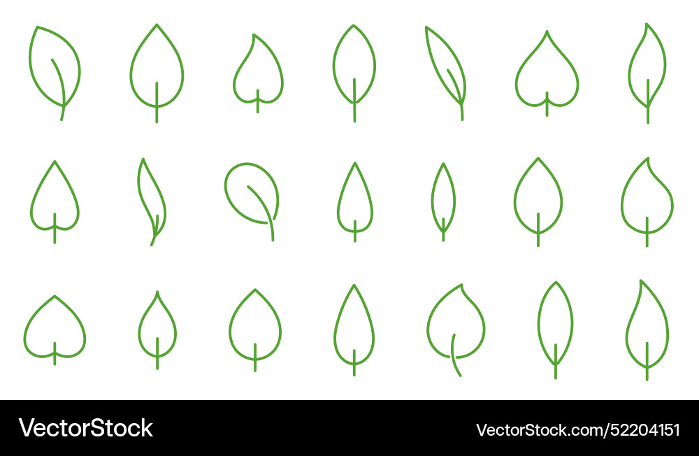 Line leaf icons editable outline Royalty Free Vector Image