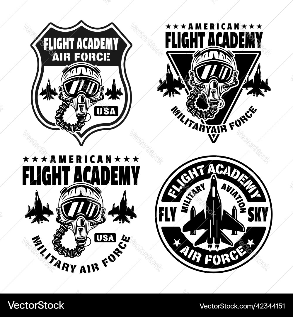 Military aviation set of emblems badges Royalty Free Vector