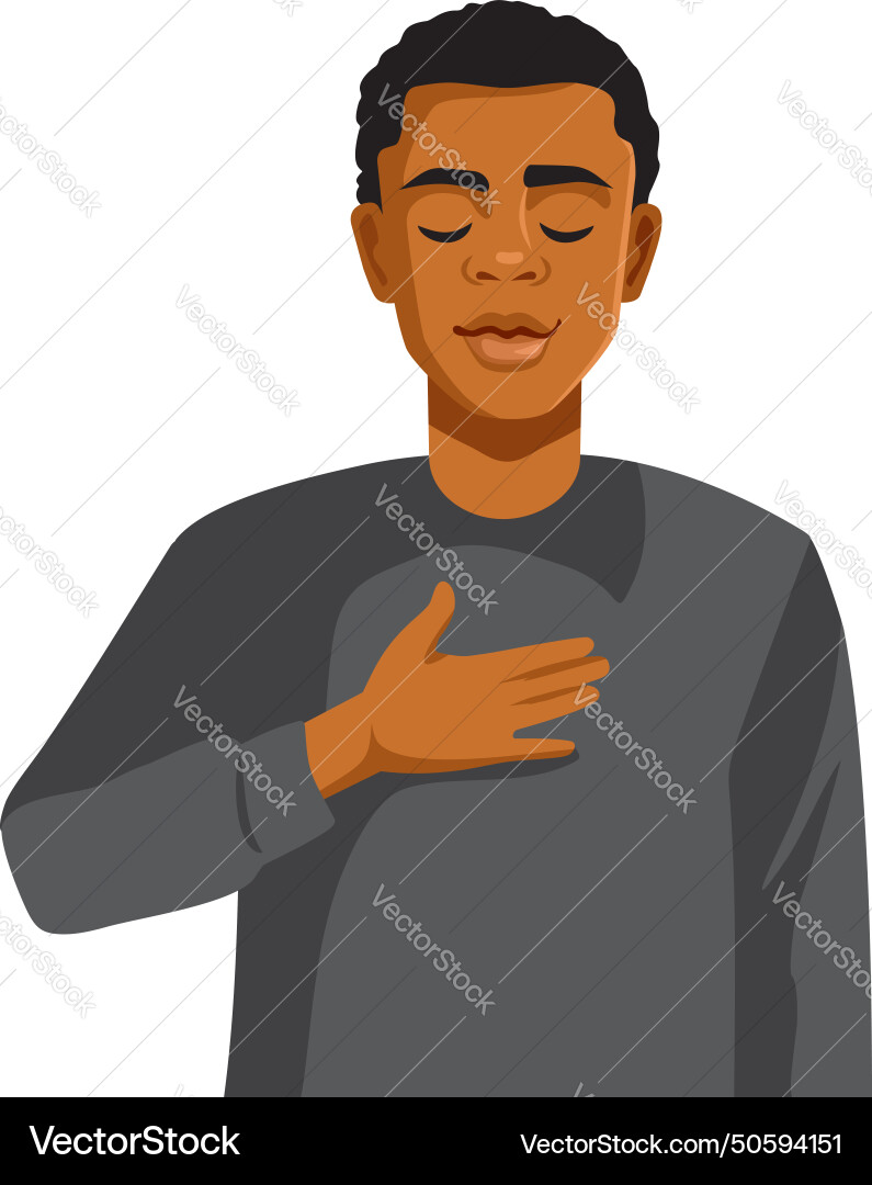 Sick young adult breathing with difficulty Vector Image