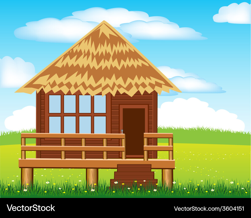 Small lodge on nature Royalty Free Vector Image
