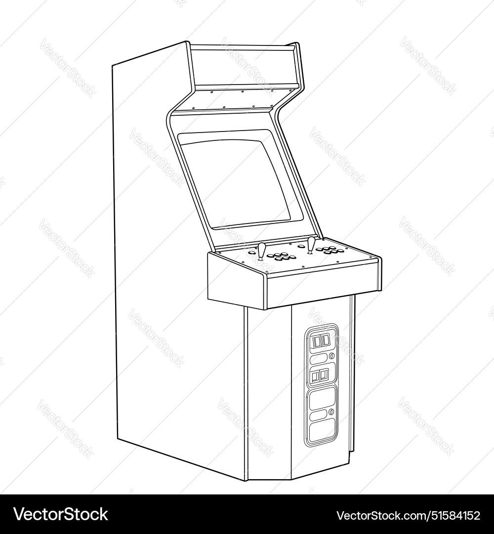 Arcade cabinet or machine in outline style Vector Image