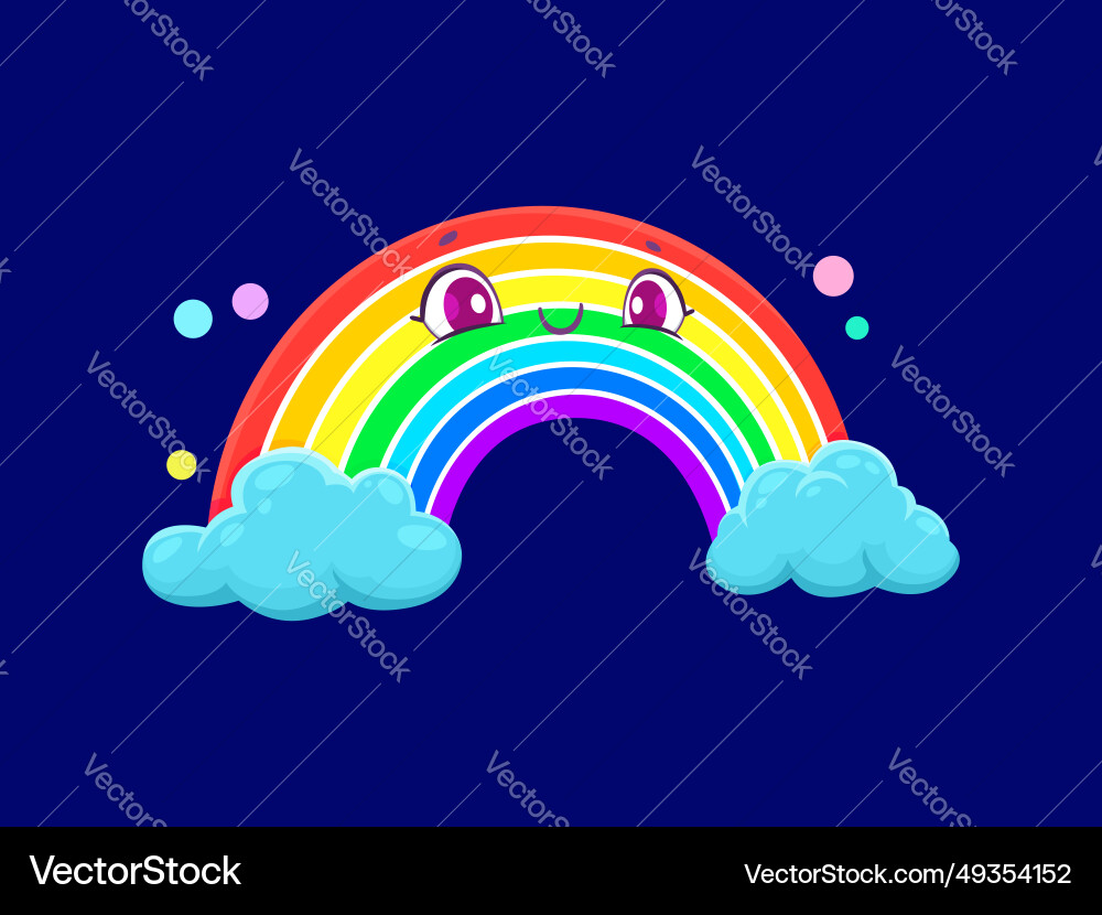 Cartoon cute rainbow weather character Royalty Free Vector