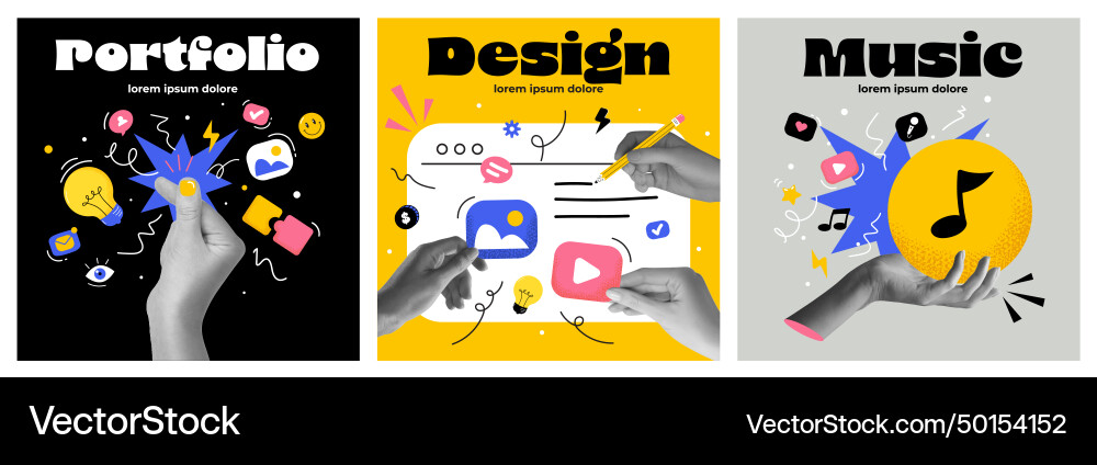 Collage poster design - creative art Royalty Free Vector