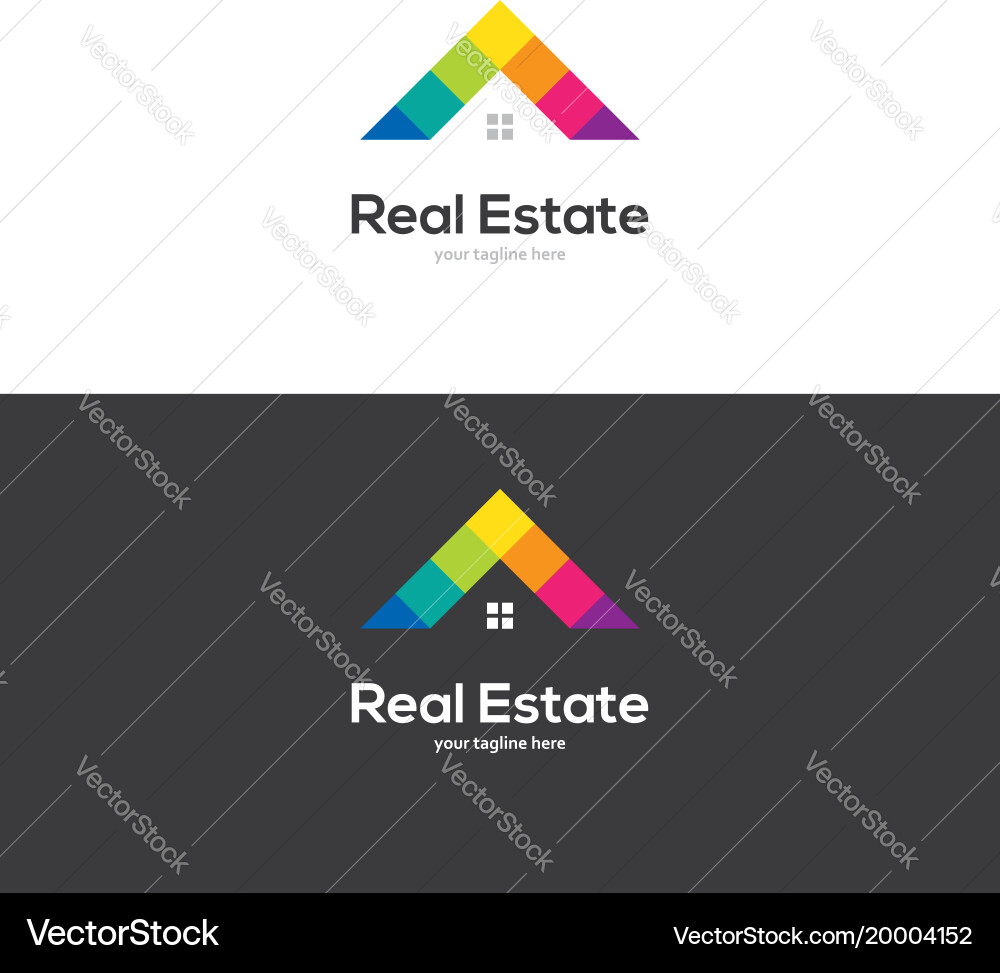 Colorful house roof logo design Royalty Free Vector Image