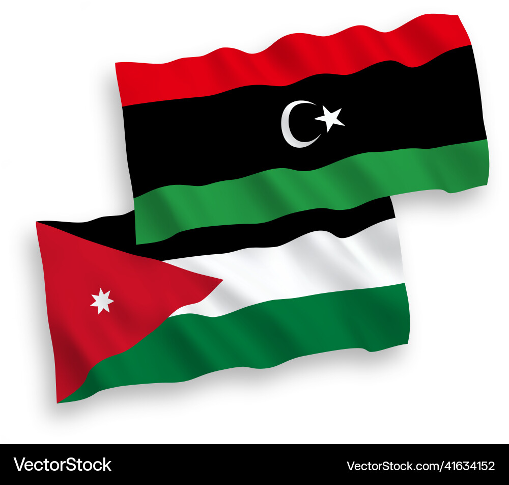 Flags of hashemite kingdom jordan and libya Vector Image
