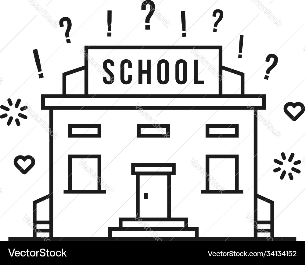 Modern Linear School Building Royalty Free Vector Image