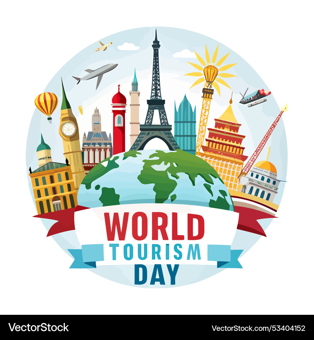 World tourism day logo Royalty Free Vector Image