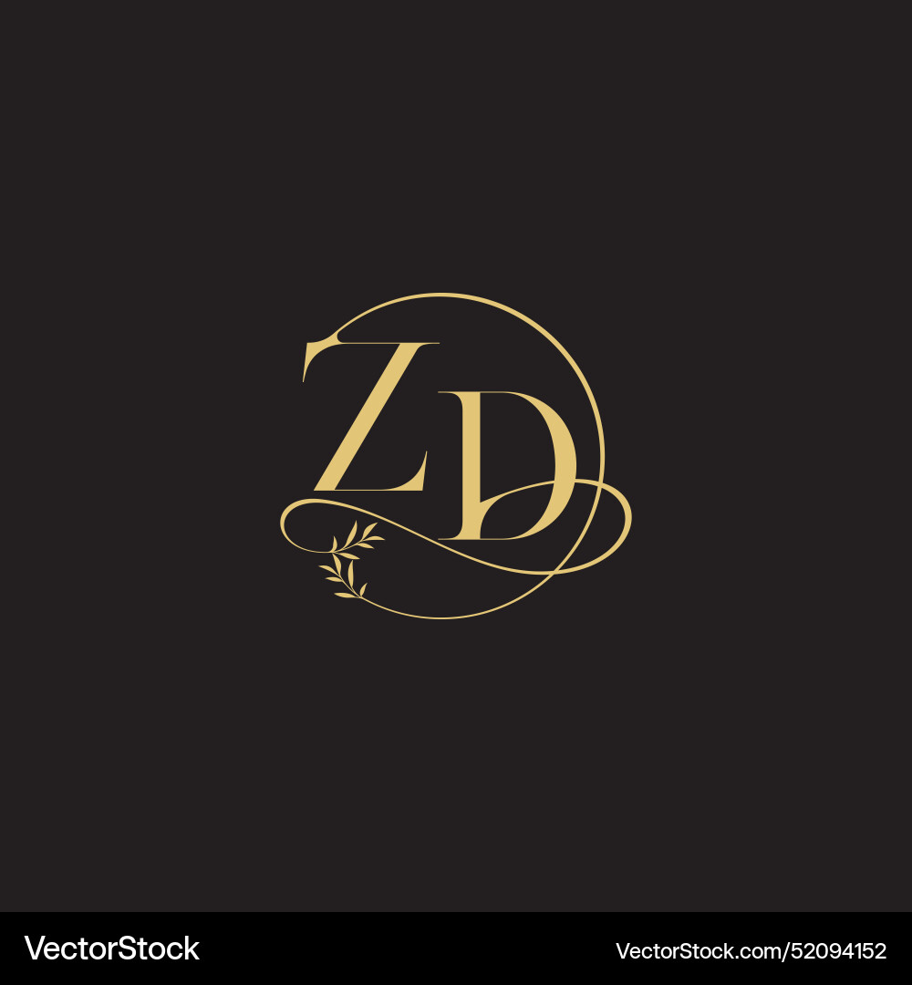 Zd letter circle and organic style luxury concept Vector Image