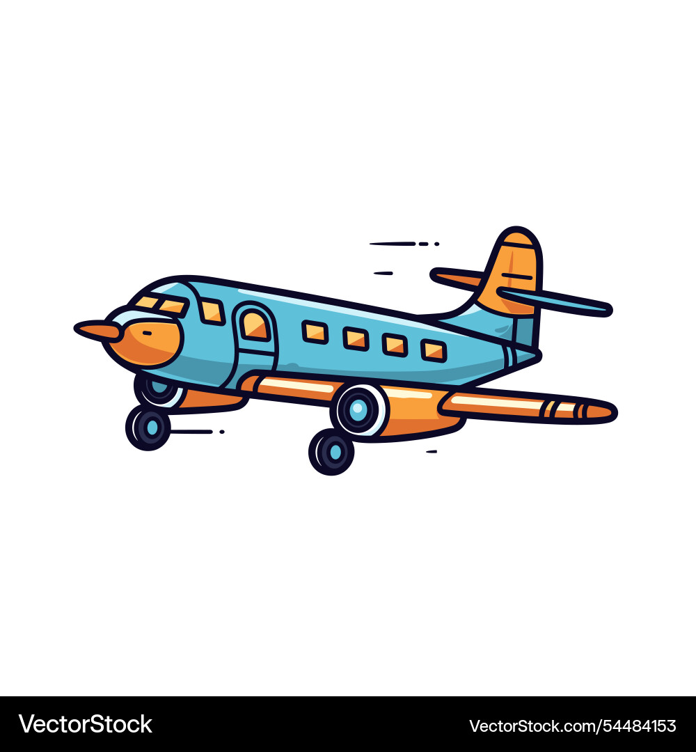 Colorful airplane flying through a clear sky Vector Image
