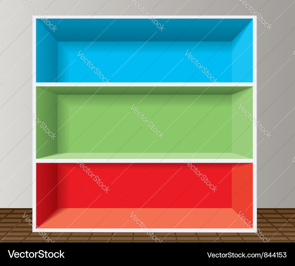 Colorful empty bookshelf Royalty Free Vector Image