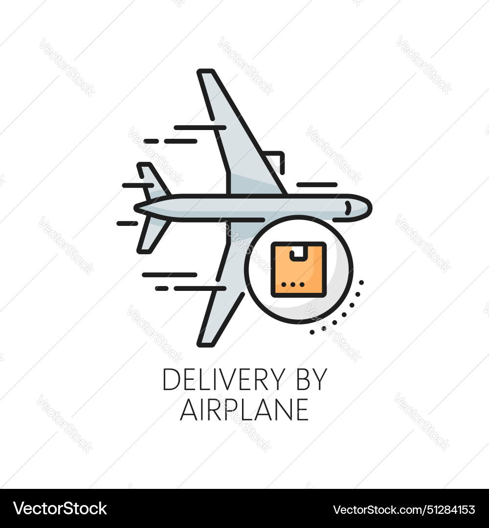 Delivery by airplane color icon cargo carriage Vector Image