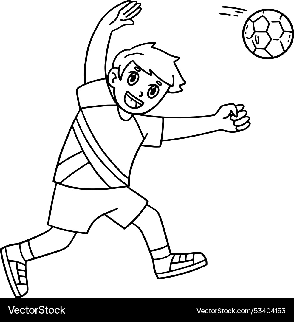 Handball player shooting ball isolated coloring Vector Image