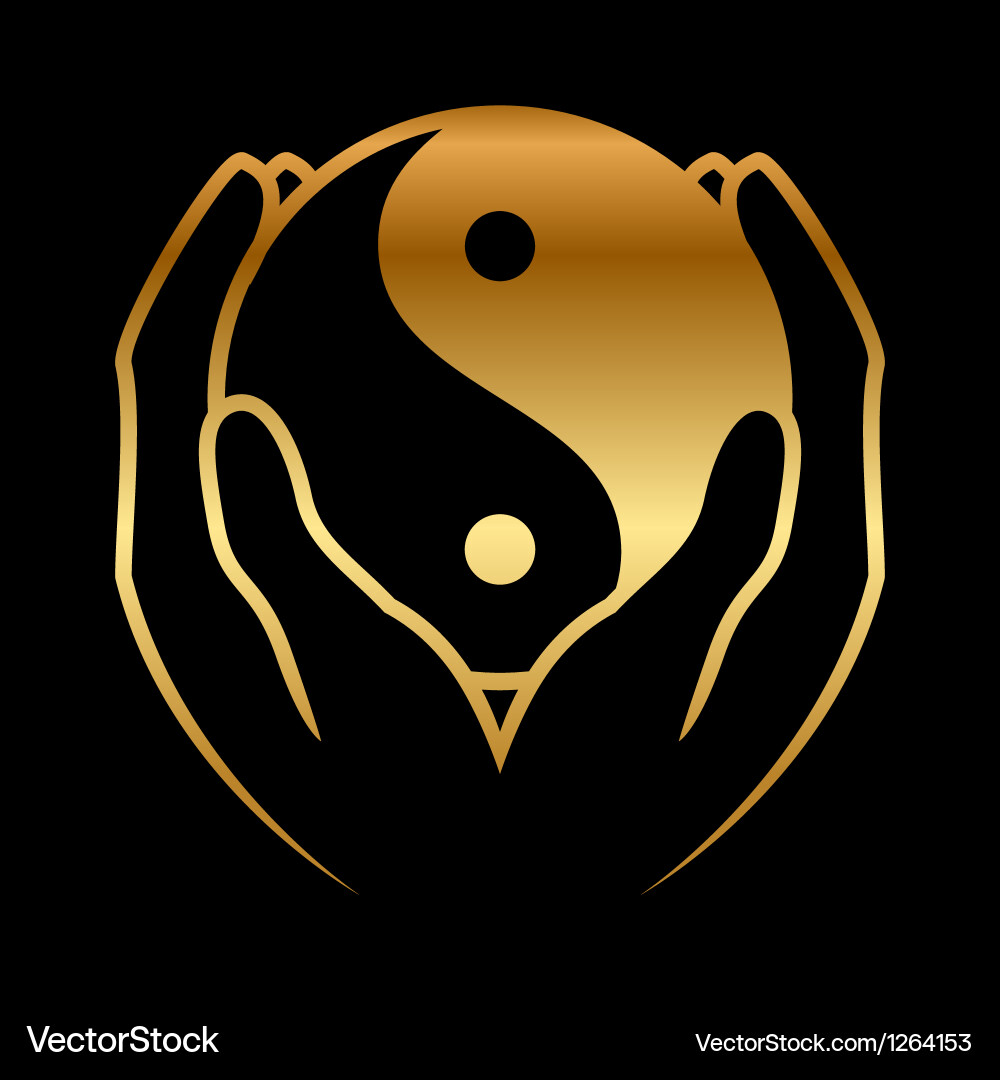Hands holding yin yang symbol Royalty Free Vector Image