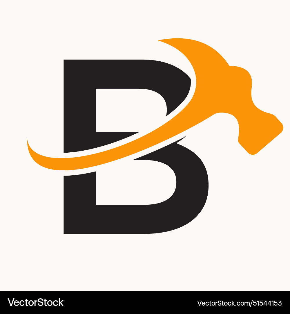 Letter b home construction logo design Royalty Free Vector