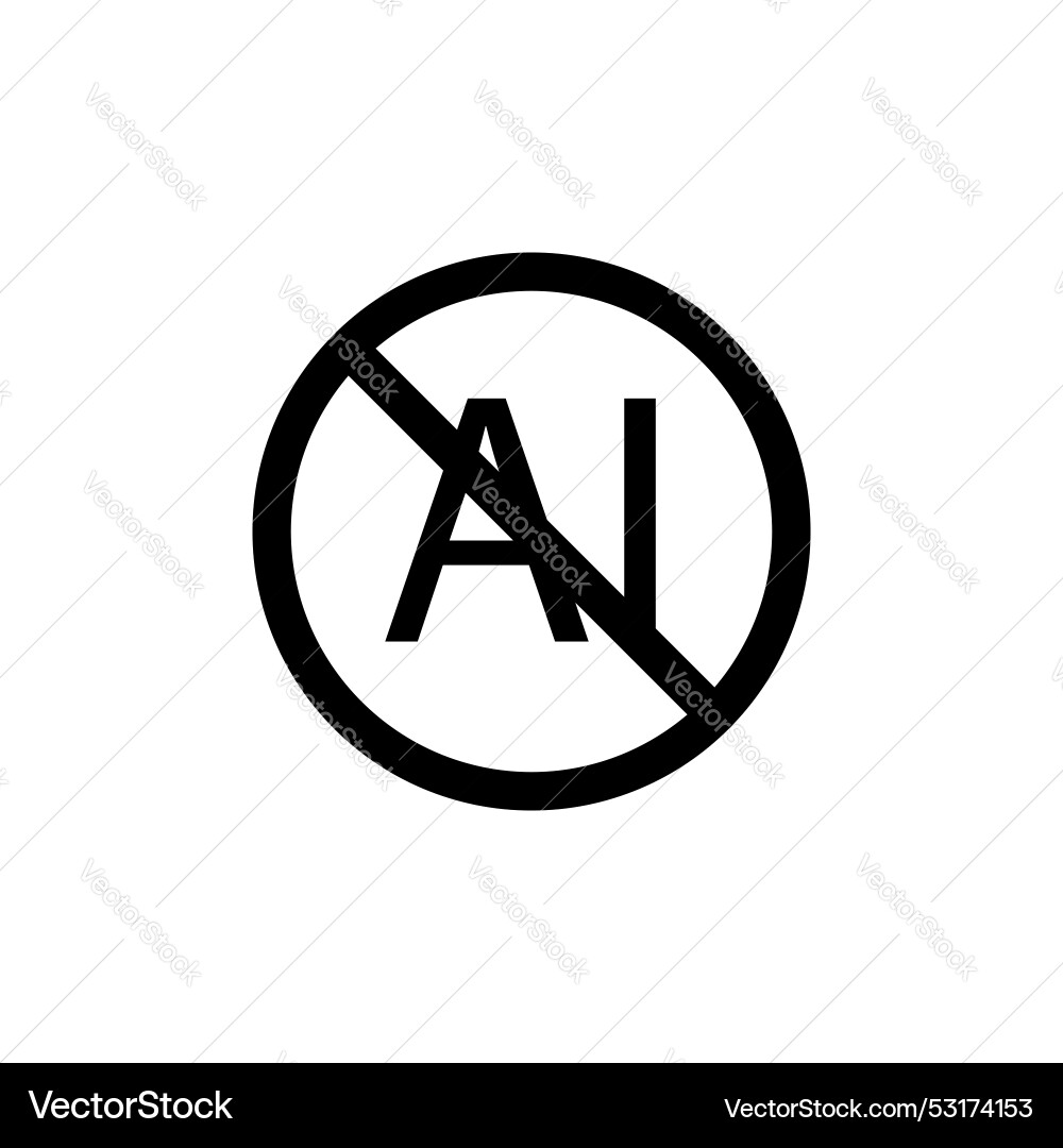 No ai sign set artificial intelligence allowed Vector Image