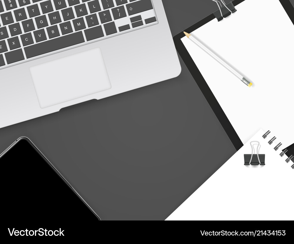 Office place of work top view Royalty Free Vector Image
