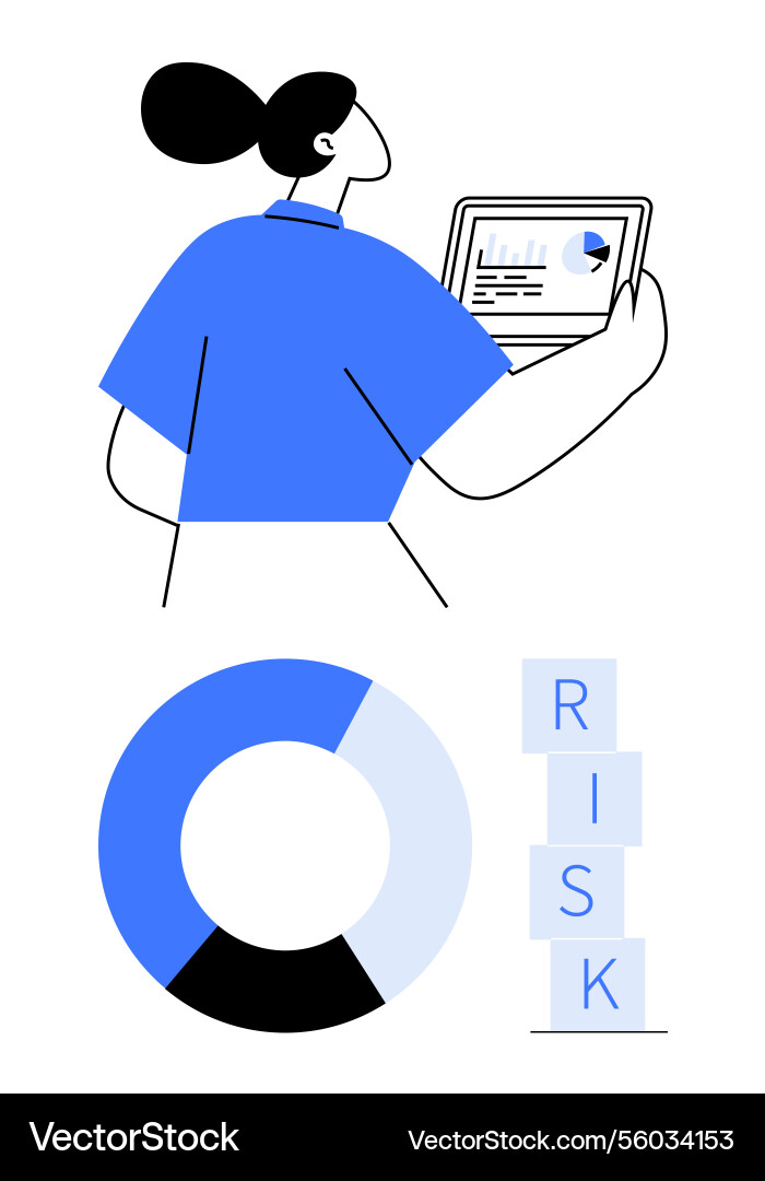 Professional analyzing risk data with laptop Vector Image
