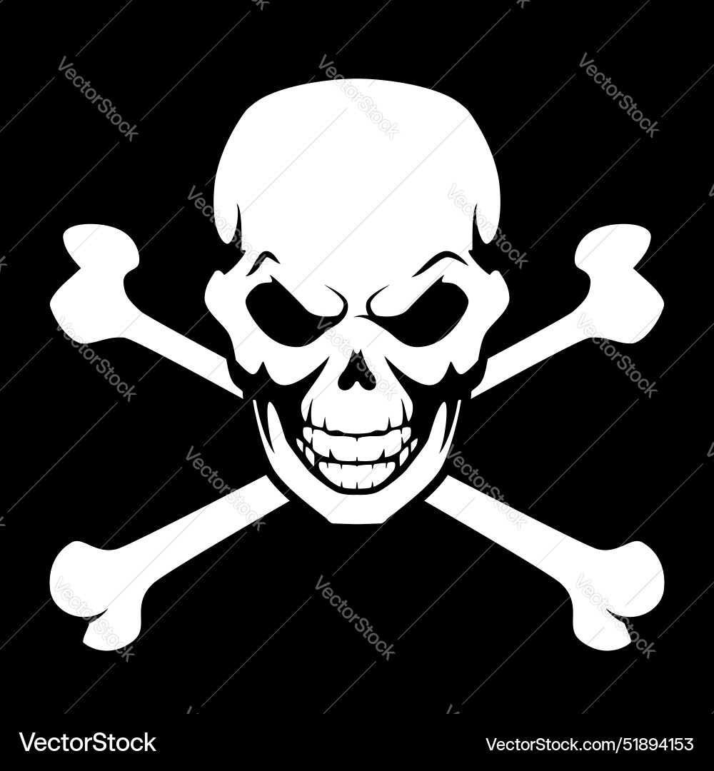 Skull and crossbones black white Royalty Free Vector Image