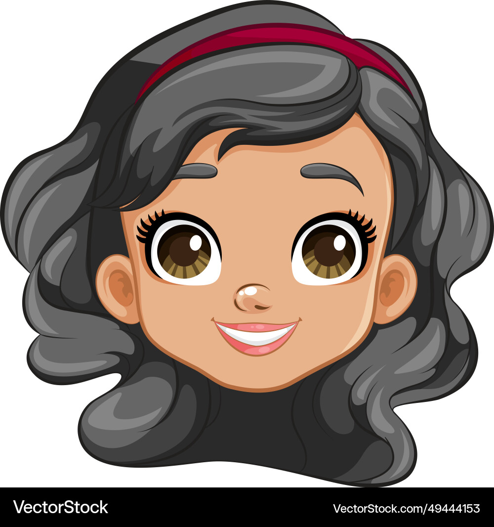 Smiling cartoon girl face Royalty Free Vector Image