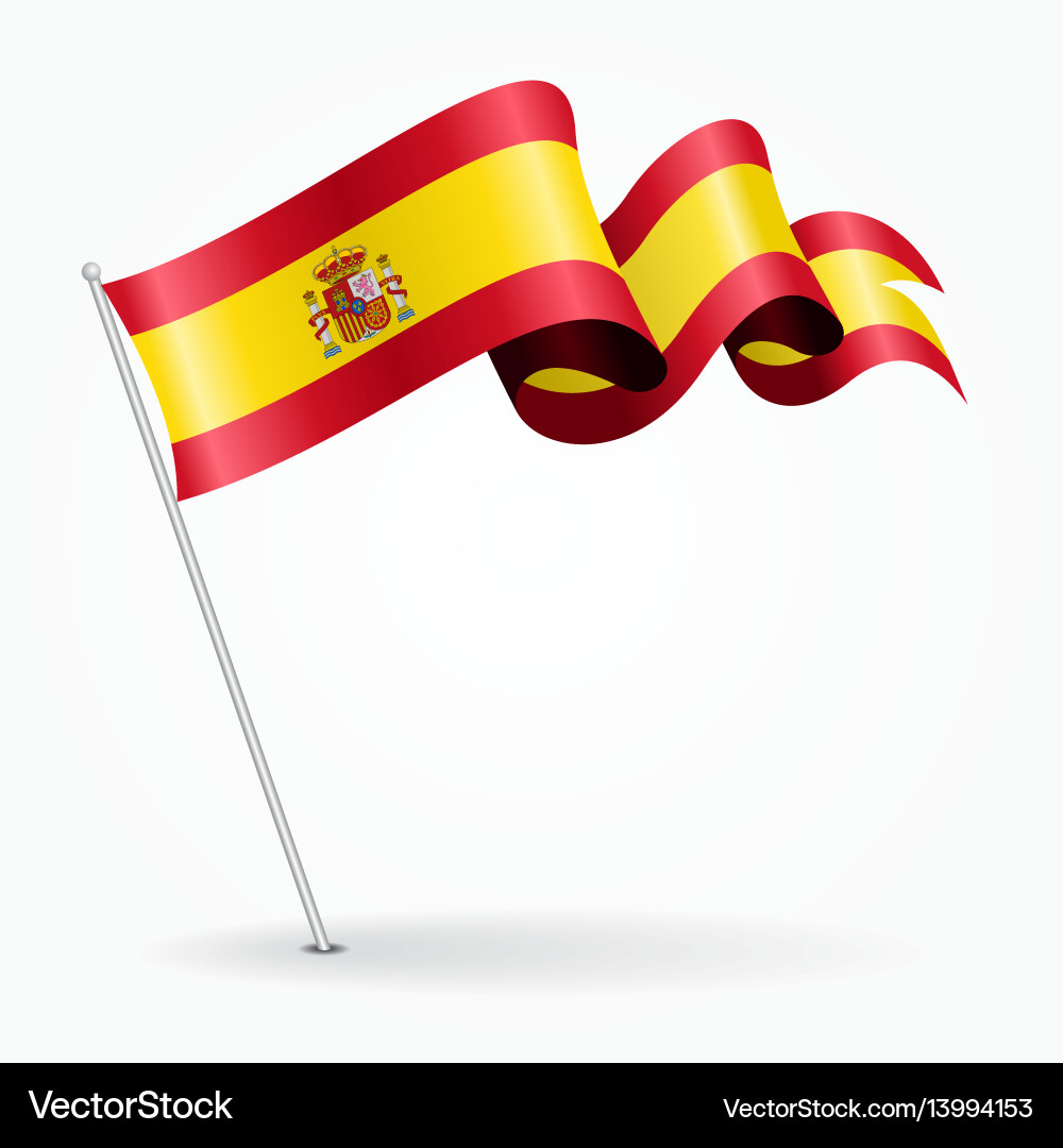 Spanish pin wavy flag Royalty Free Vector Image
