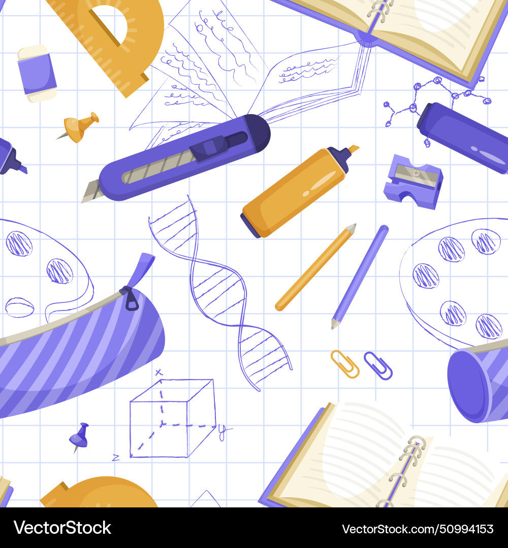 Various school supplies and educational elements Vector Image