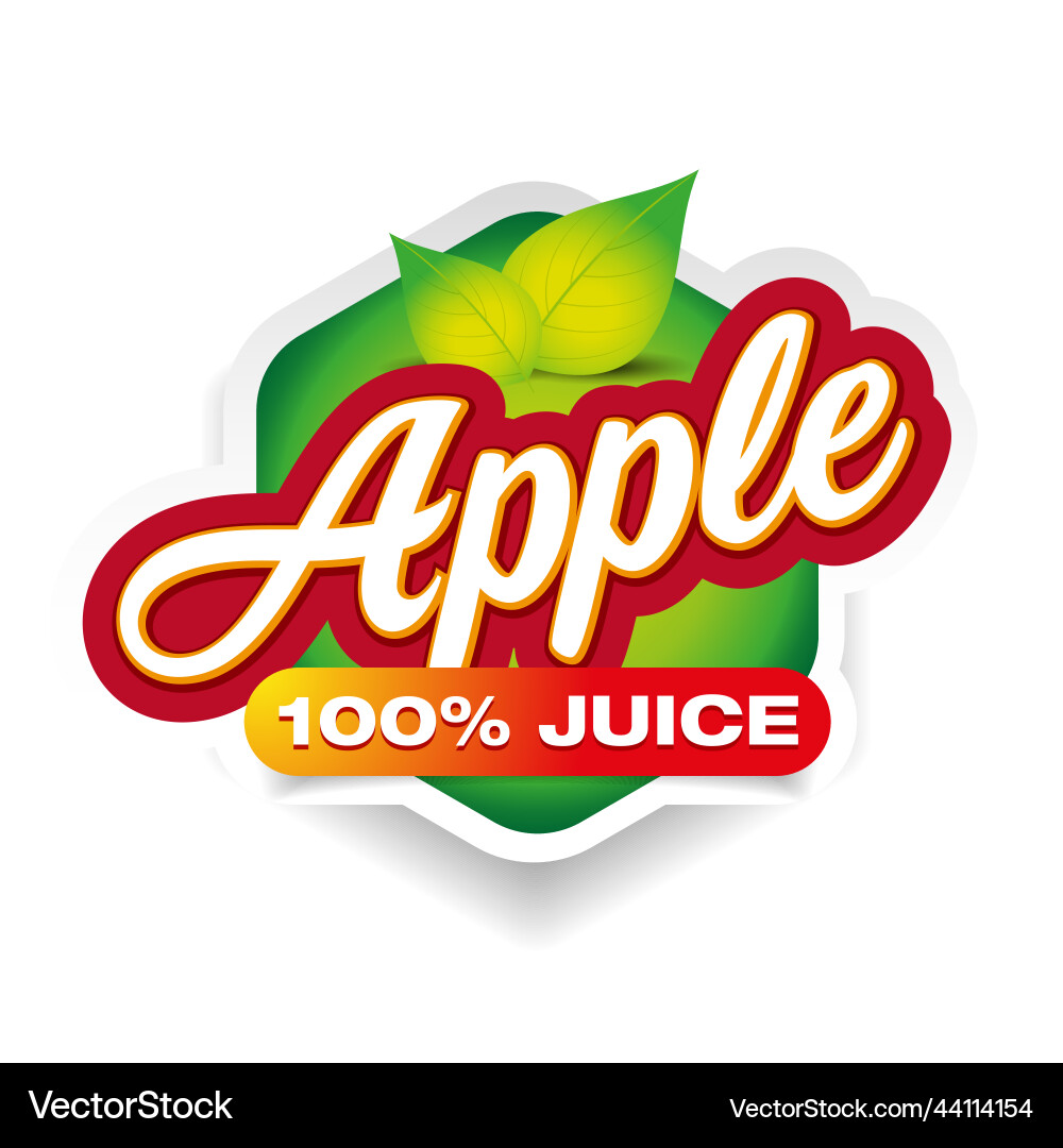 Apple juice sign label green Royalty Free Vector Image