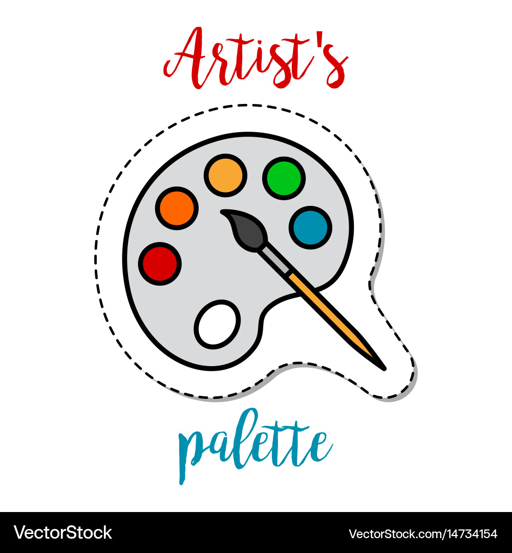 Artist Palette & Paint Brush Patch Royalty Free Vector