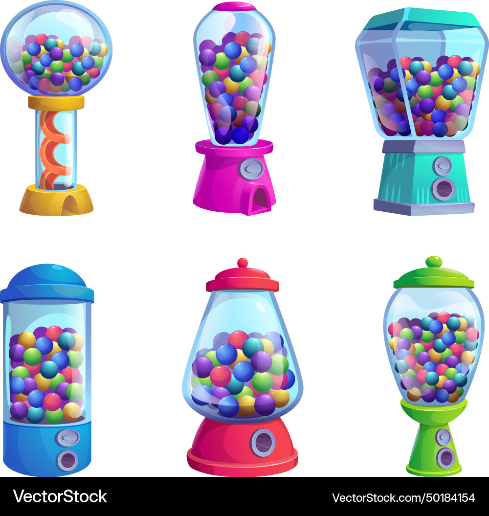 Candy machine vending sweets and colored gum Vector Image