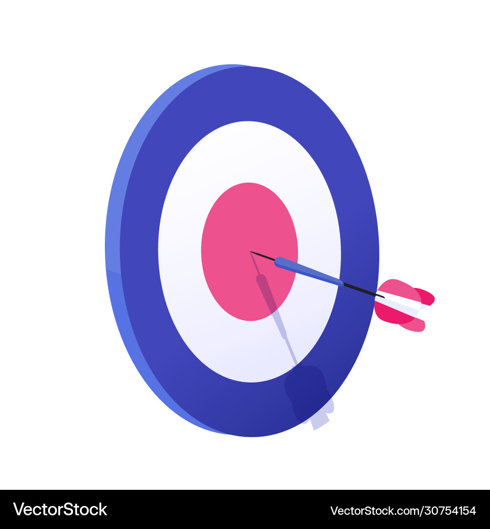 Cartoon arrow exactly on target graphic Royalty Free Vector