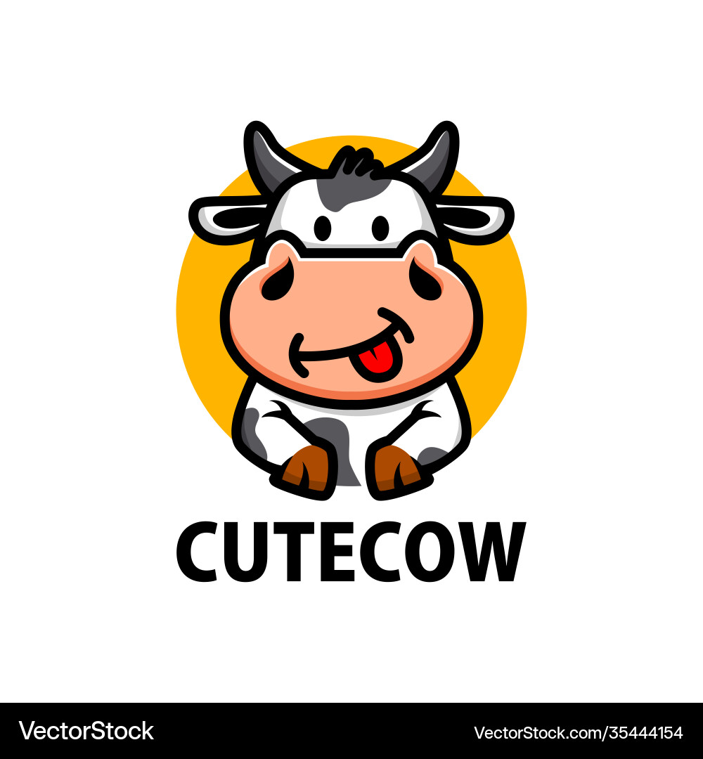 Cute cow cartoon logo icon Royalty Free Vector Image