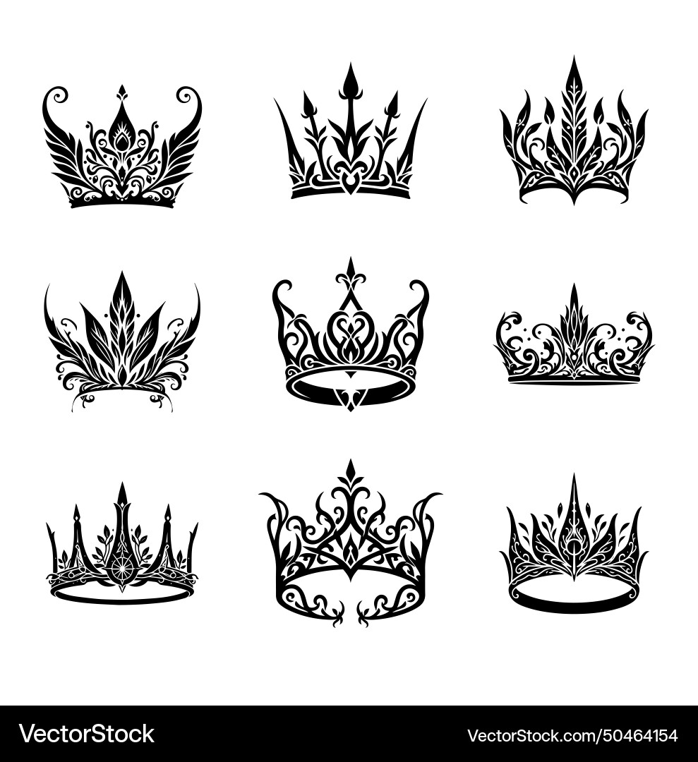 Elven style crowns Royalty Free Vector Image - VectorStock