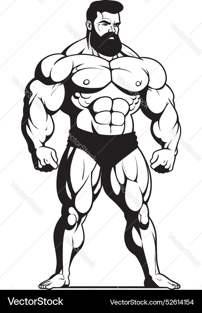 Flex and flow playful bodybuilder logo Royalty Free Vector