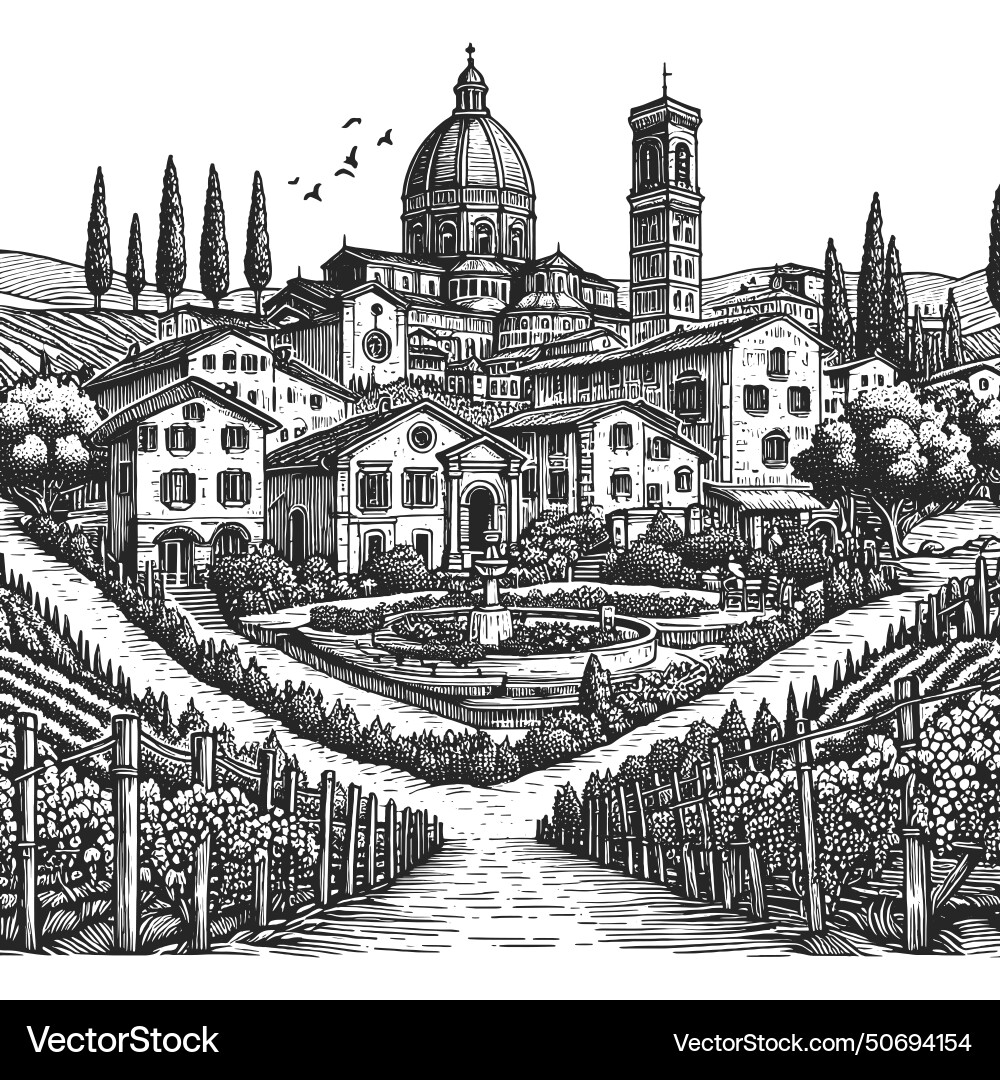 Italian countryside town Royalty Free Vector Image