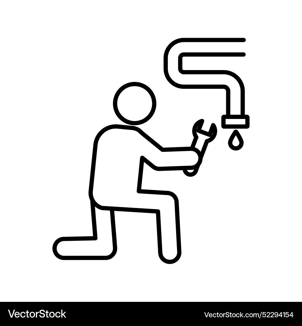 Plumber repairing pipe icon linear logo mark Vector Image