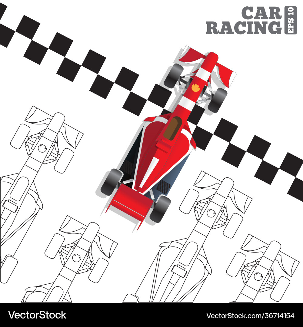 Racing cars at finish line Royalty Free Vector Image