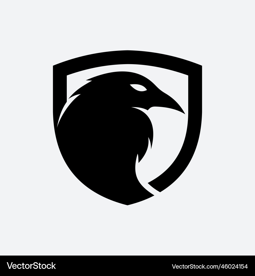 Raven in shield logo template Royalty Free Vector Image