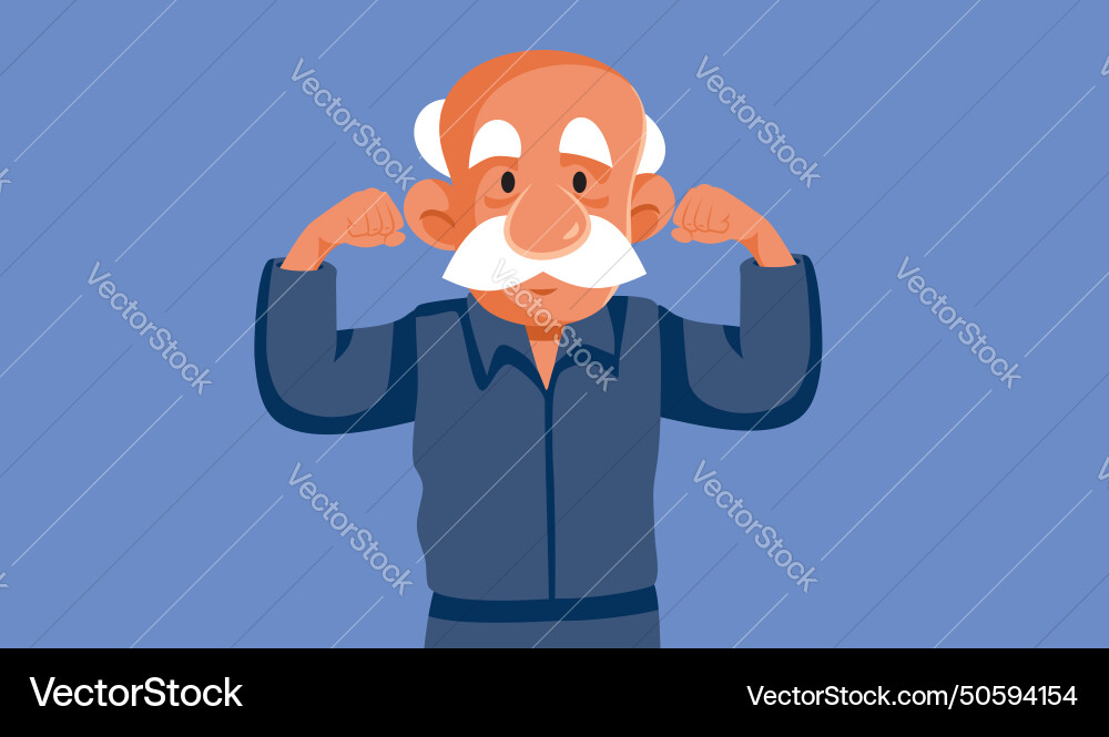 Strong elderly man flexing muscles cartoon design Vector Image