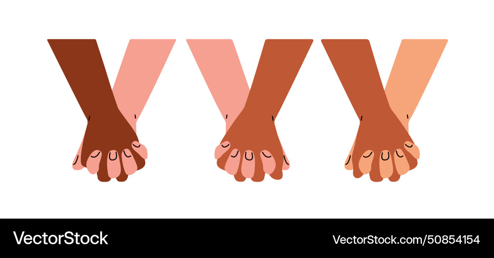 Two hands holding together set partners Royalty Free Vector