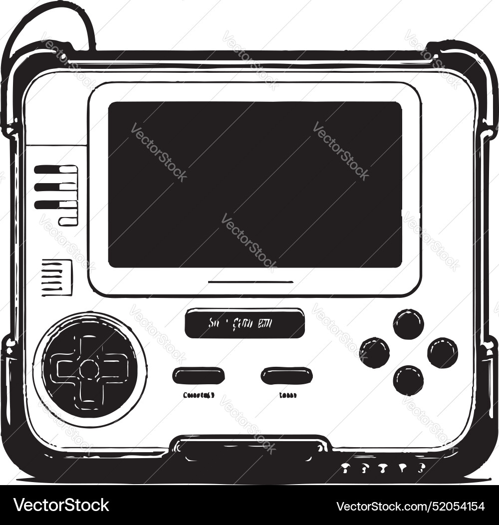 Vintage handheld game emblem retro graphic Vector Image