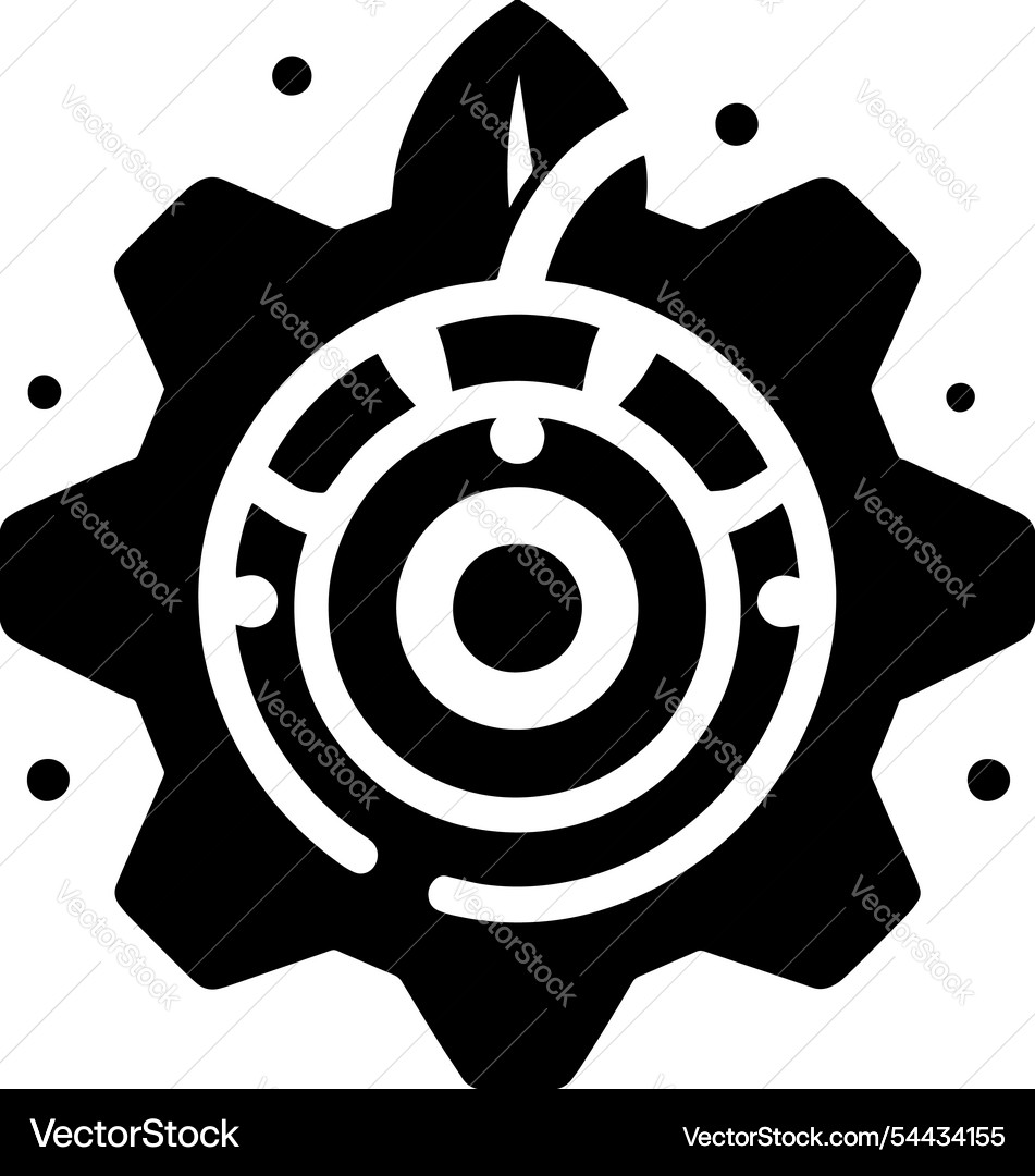 A black and white of gear with leaf on t Vector Image