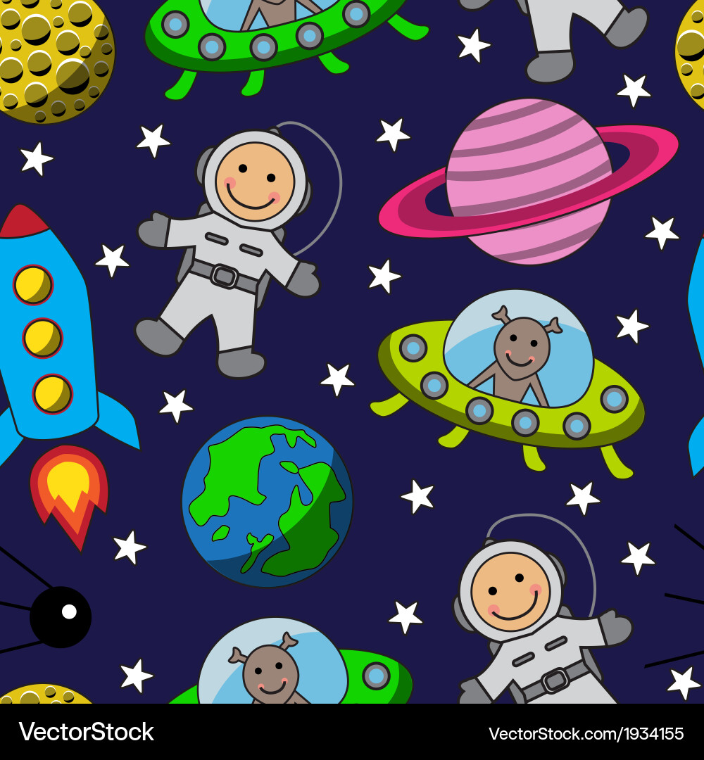 Cartoon Space Seamless Pattern Royalty Free Vector Image