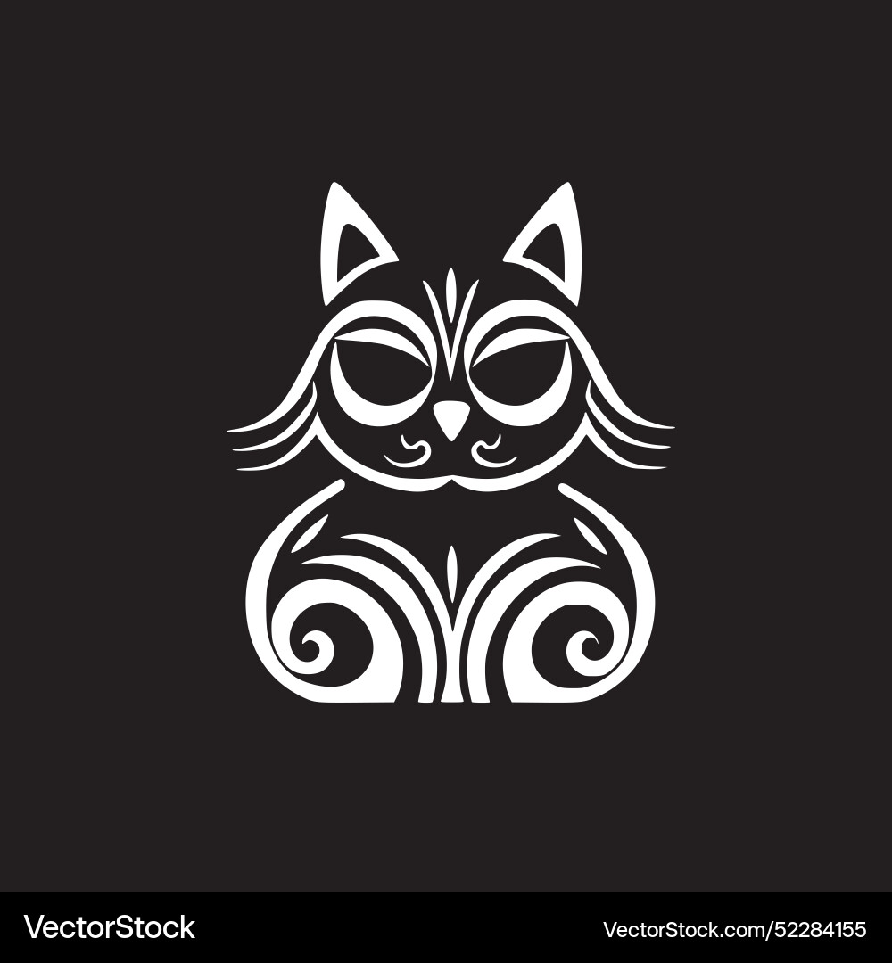 Cat - black and white Royalty Free Vector Image