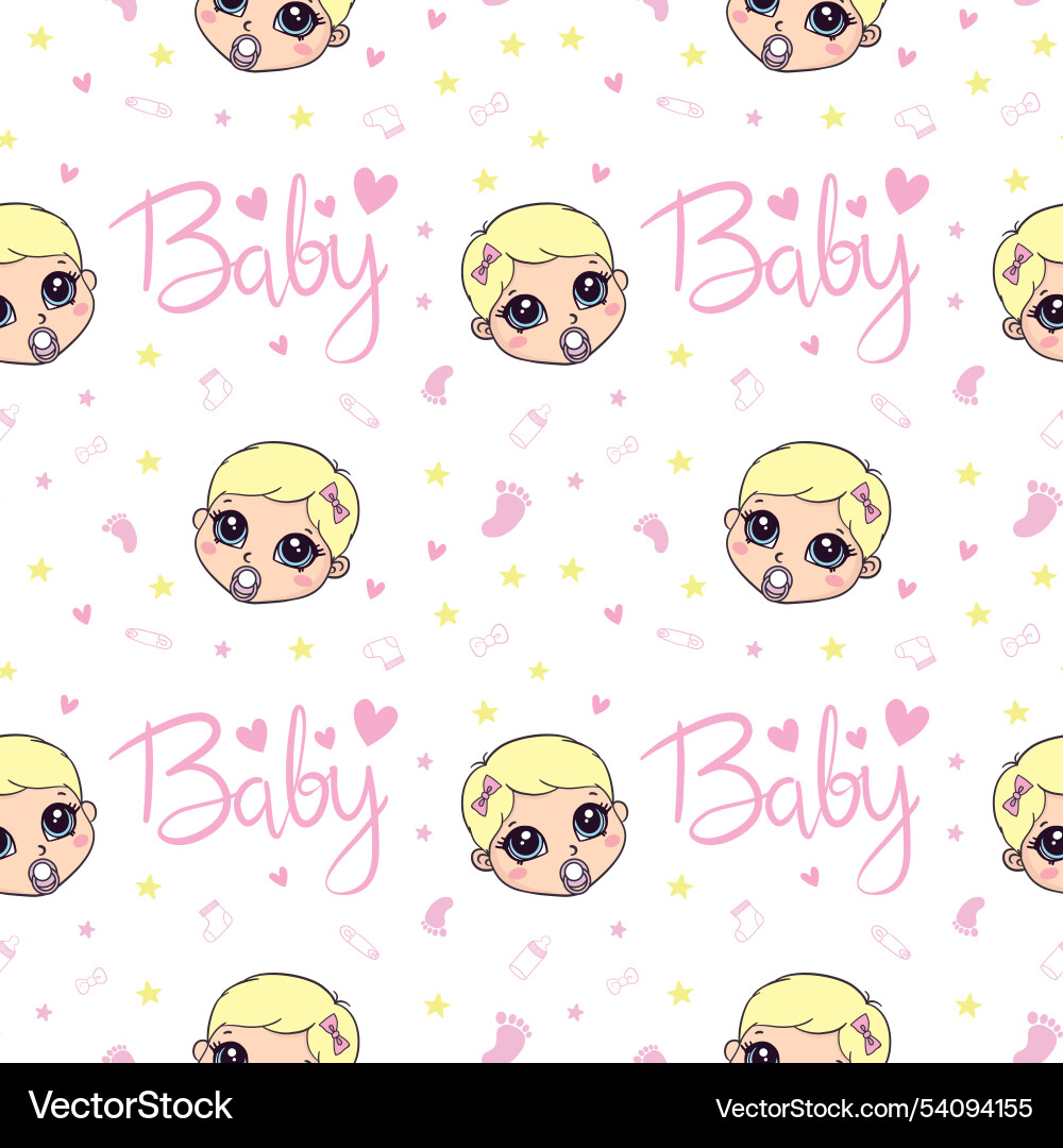 Children seamless pattern with cute baby Vector Image