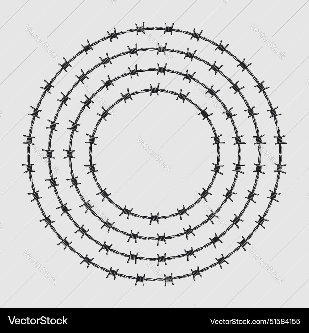 Circles of barbed wire silhouette style Royalty Free Vector