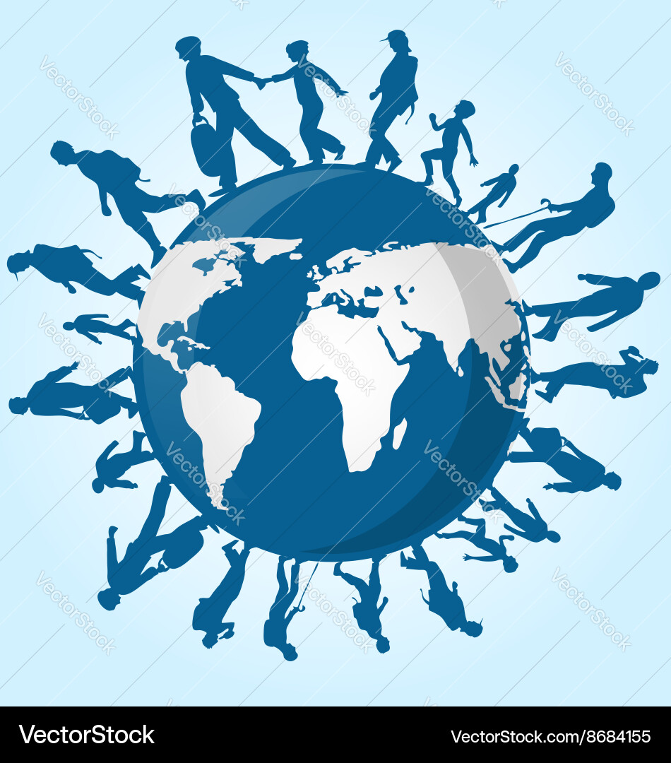 Immigration people on world map Royalty Free Vector Image