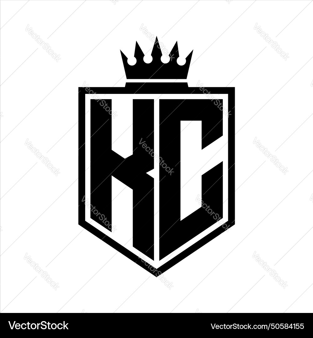 Kc logo monogram bold shield geometric shape Vector Image