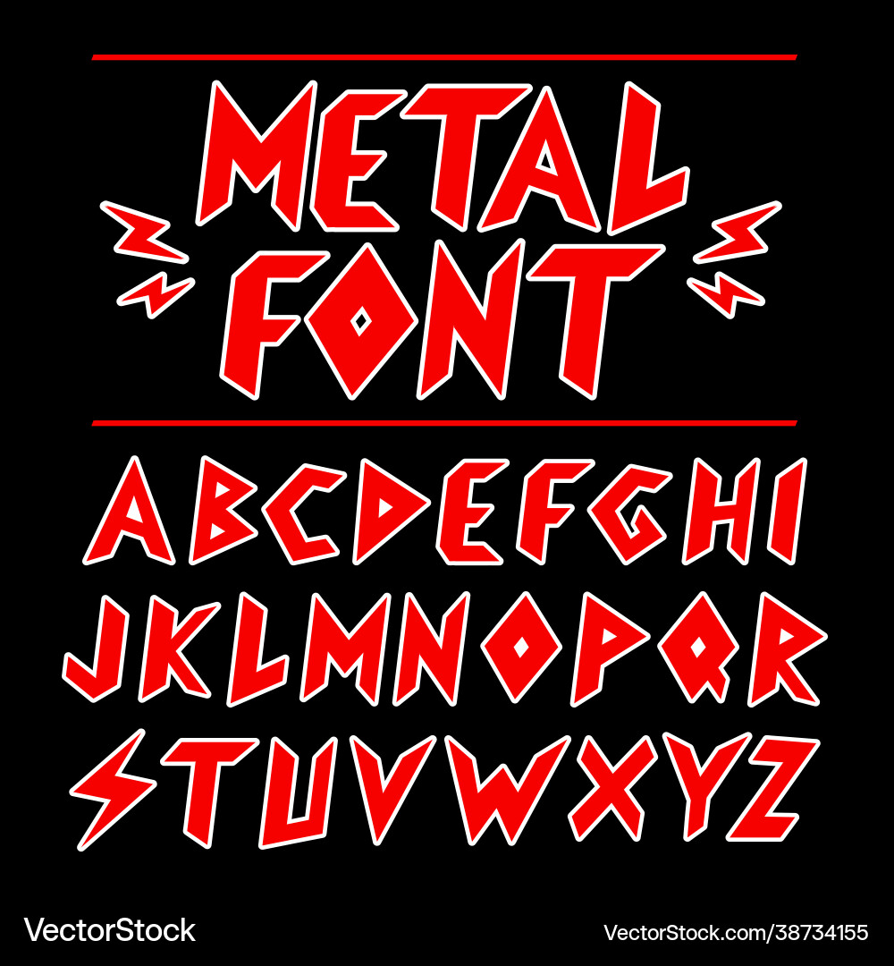 Retro Heavy Metal Font Collection Royalty Free Vector Image