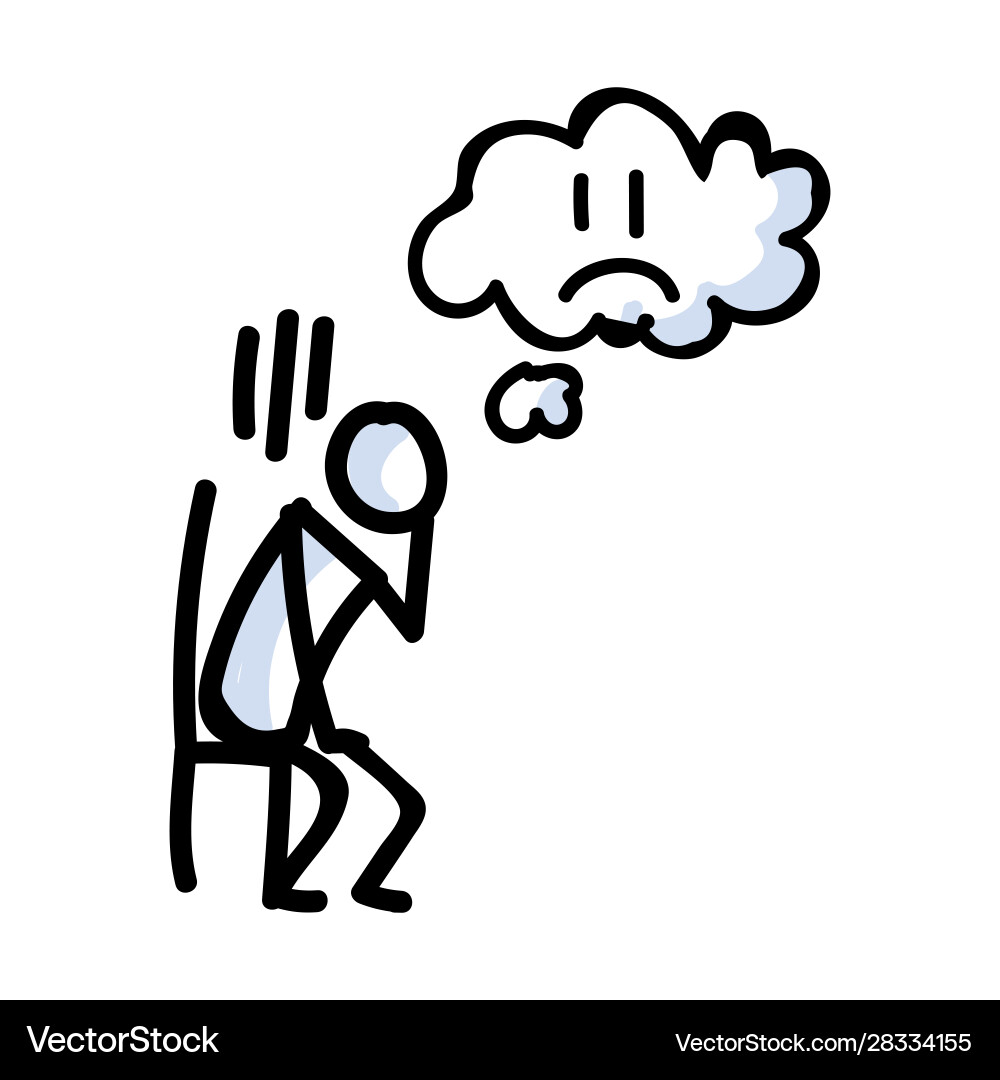 Sad Stick Figure in Chair - Distress Royalty Free Vector