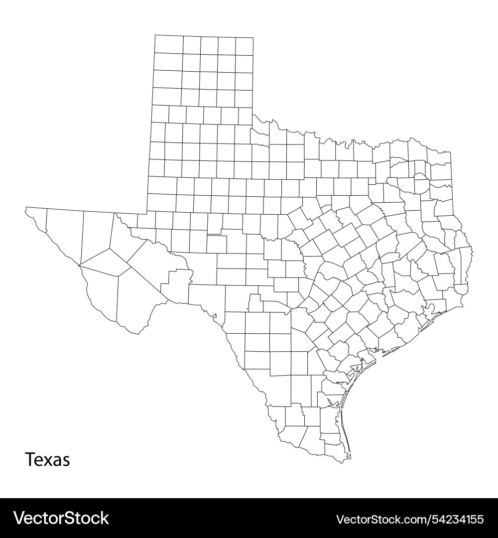 Texas outline high-quality map Royalty Free Vector Image