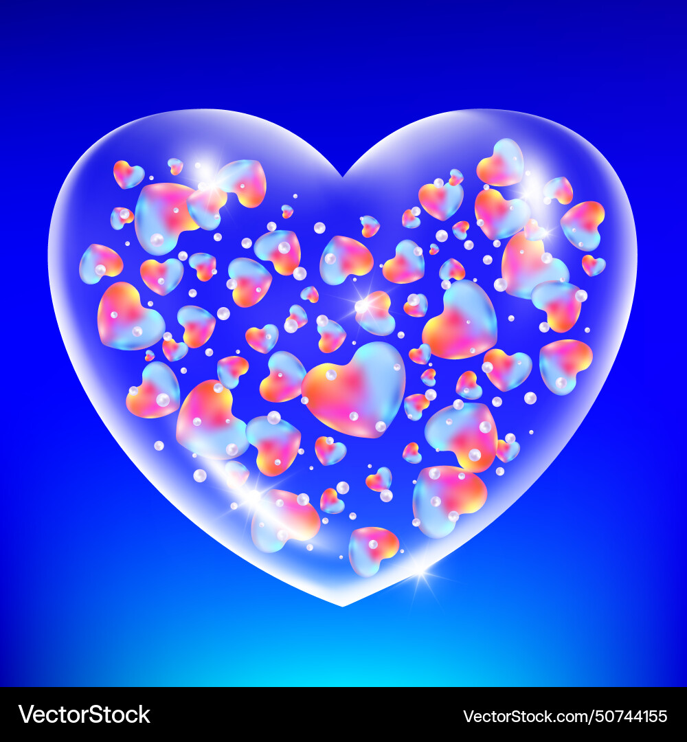 Transparent glass holographic heart realistic Vector Image